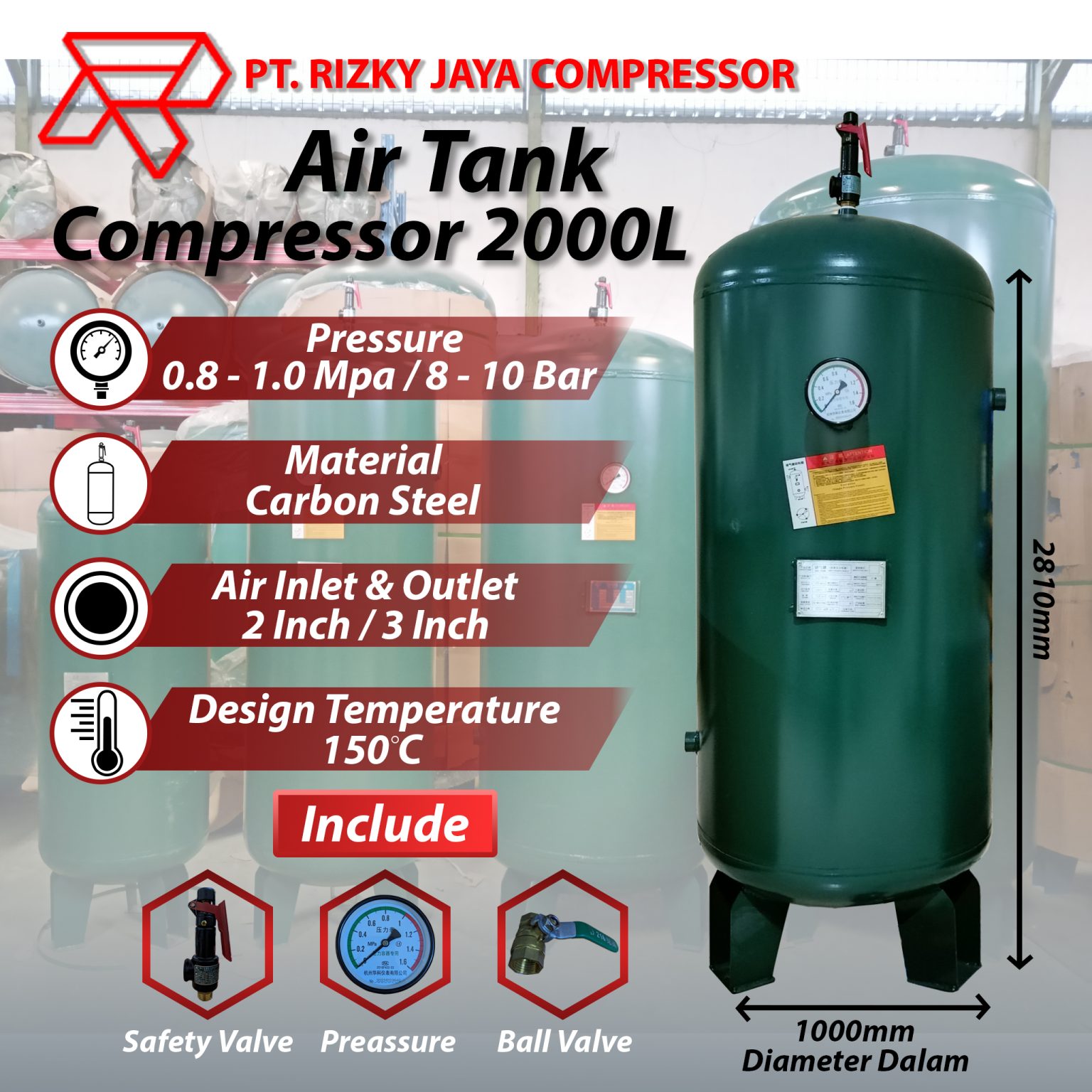 Jual Air Tank Compressor Carbon Steel Kualitas Terbaik 2026